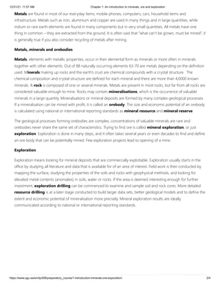 AN INTRODUCTION TO MINERALS, ORE AND EXPLORATION | PDF