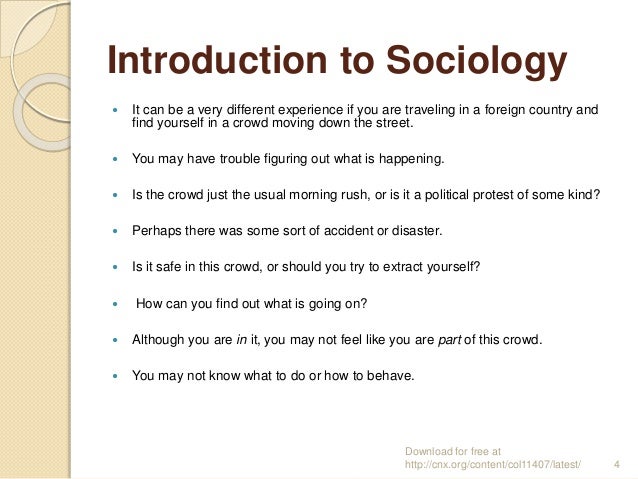 Chapter 1 an introduction to sociology Chapter 1 an introduction to sociology