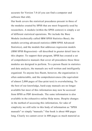 Chapter 1An Overview of IBM® SPSS® StatisticsIntroduction An .docx