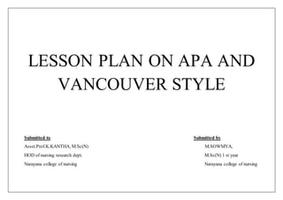 APA AND VANCOUVER STYLE | DOCX