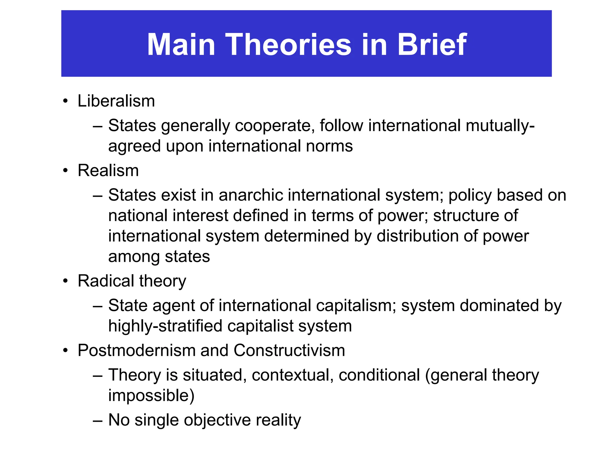 Chapter 1, Approaches to International Relations.ppt