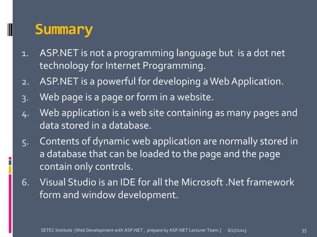 Chapter 1 (asp.net over view) | PPT