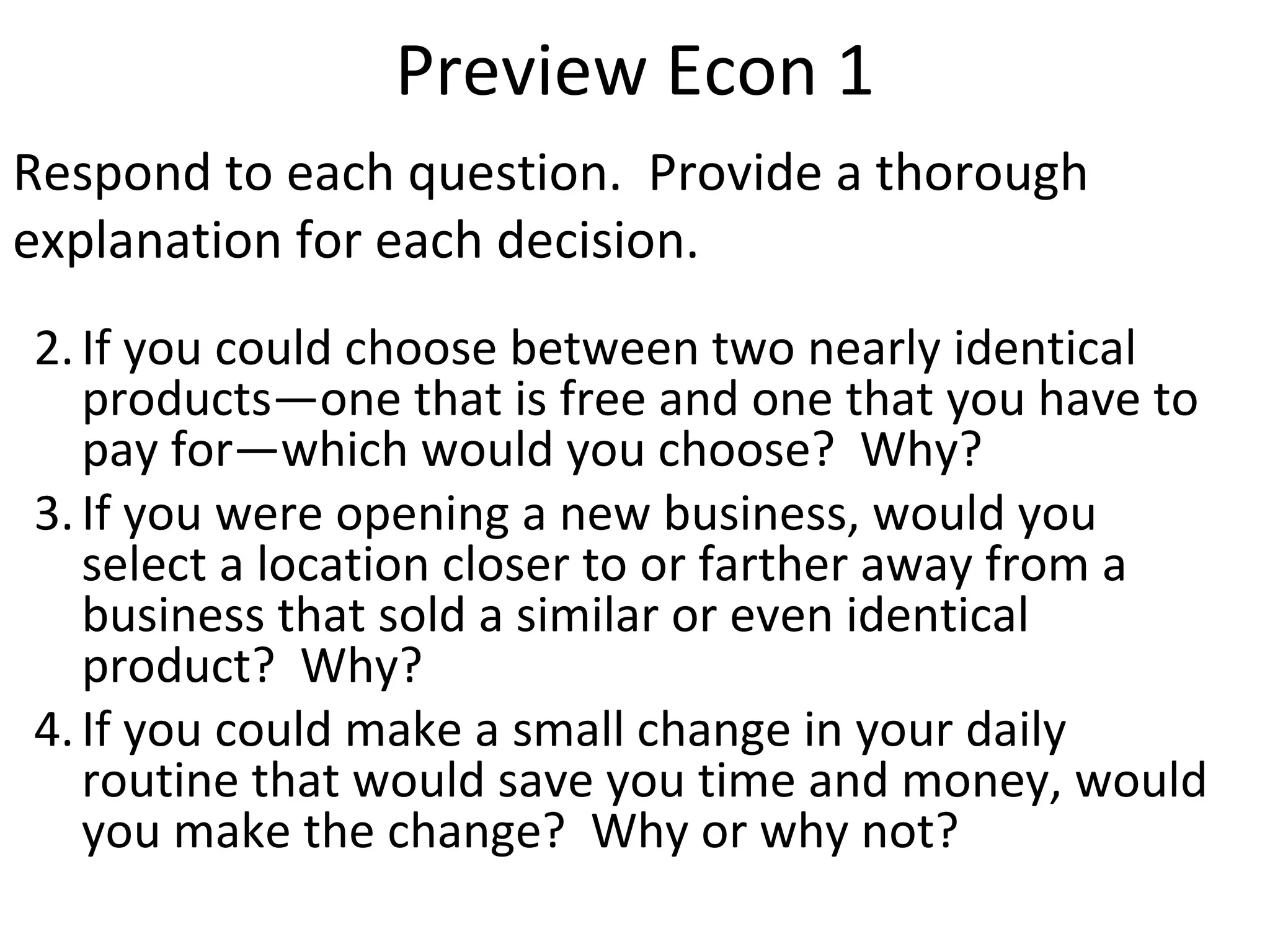 Economics Chapter 1 Assignments | PPT