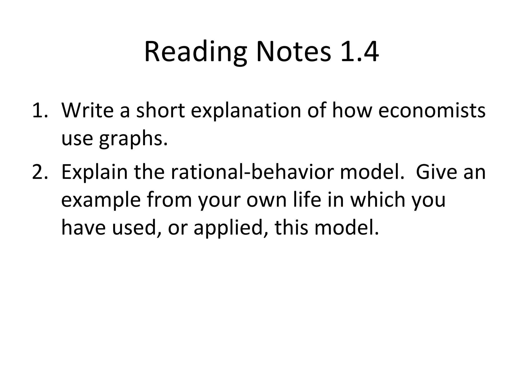 Economics Chapter 1 Assignments | PPT