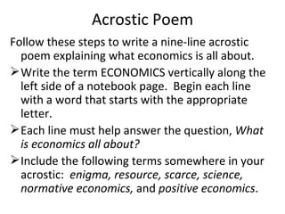 Economics Chapter 1 Assignments | PPT
