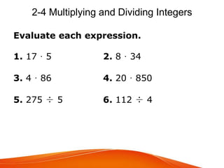 Chapter 1 & 2 warm ups | PPT