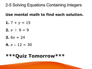 Chapter 1 & 2 warm ups | PPT