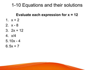 Chapter 1 & 2 warm ups | PPT