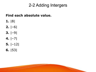 Chapter 1 & 2 warm ups | PPT