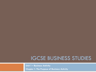 CHAPTER 1 BUSINESS ACTIVITY IGCSE CAMBRIDGE BST PPT | PPTX
