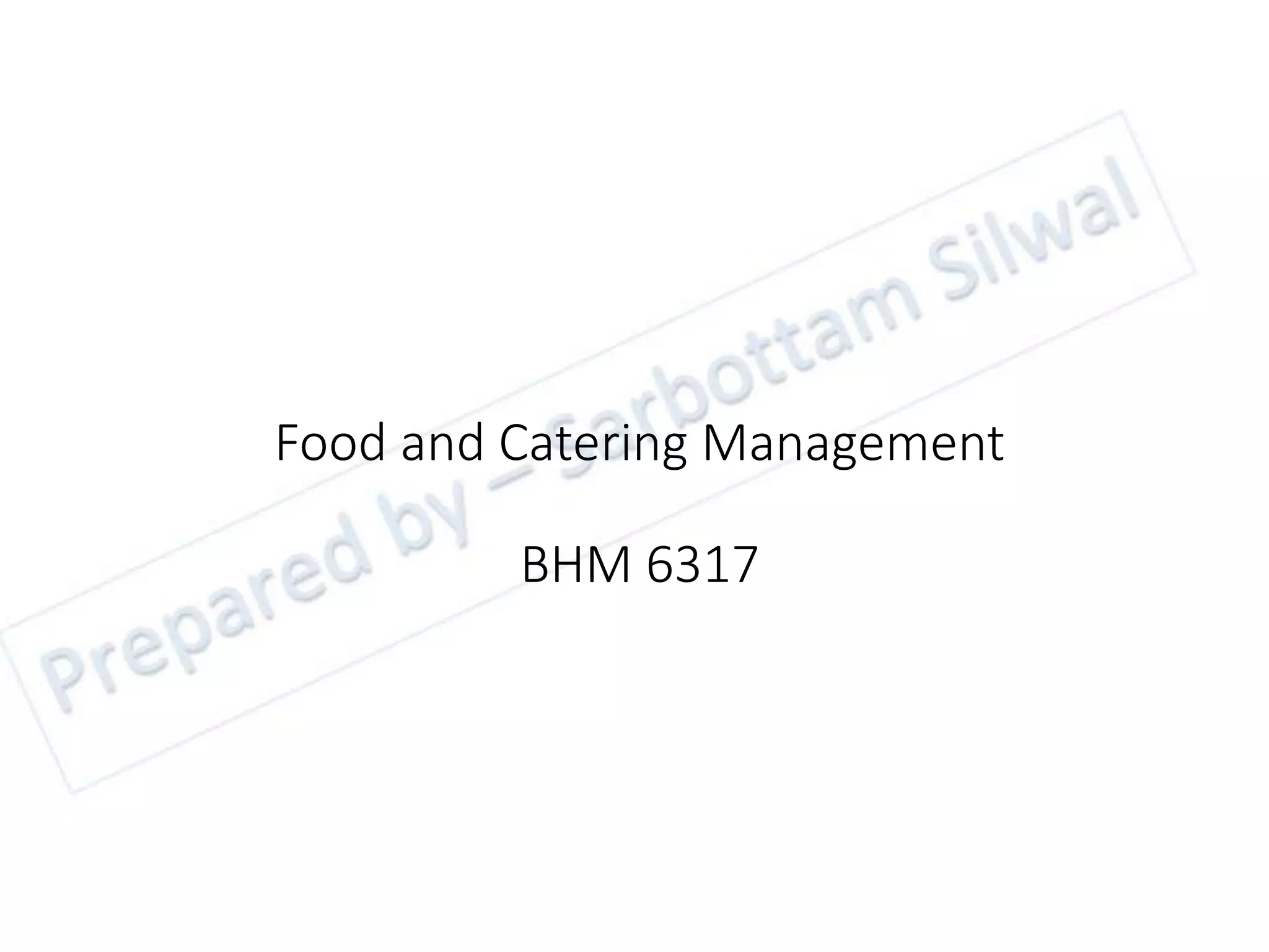 Chapter 1 catering industry | PDF