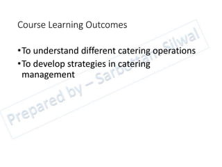 Chapter 1 catering industry | PDF