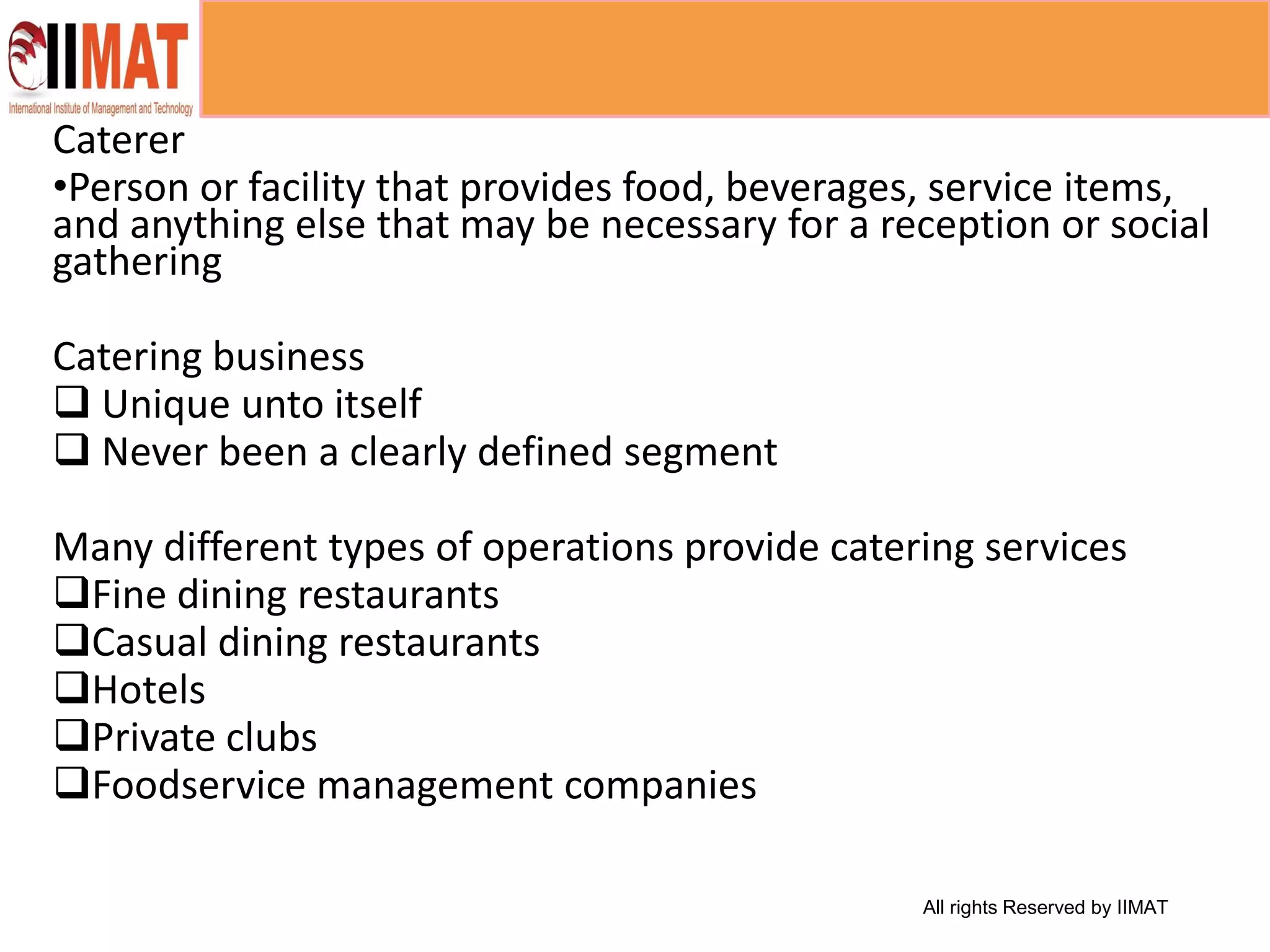 Catering Industry | PDF