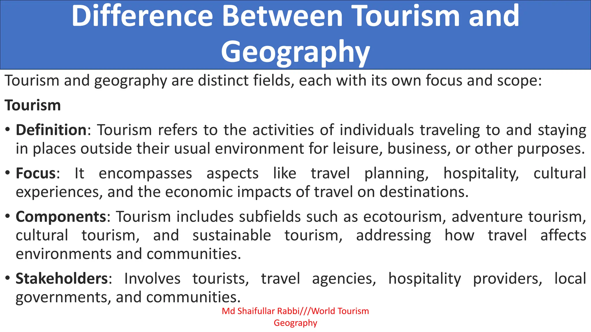 Chapter 1 Contemporary Geography of Tourism | PDF
