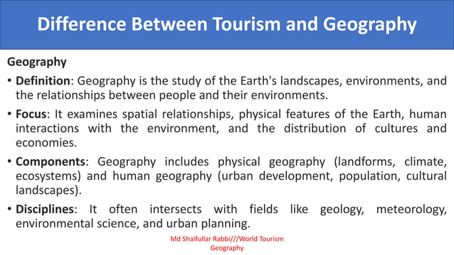 Chapter 1 Contemporary Geography of Tourism | PPT
