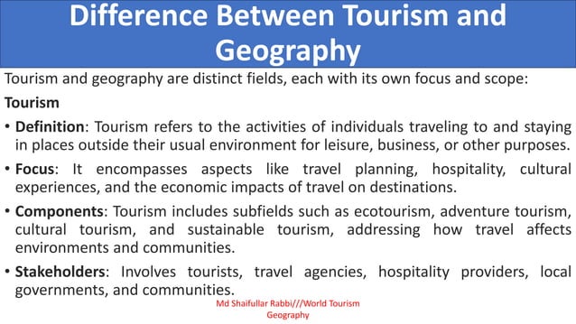 Chapter 1 Contemporary Geography of Tourism | PPT