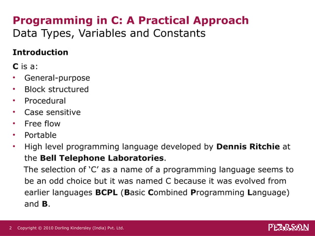 Chapter1 C Programming Data Types Variables And Constants Ppt
