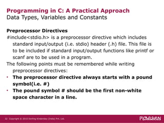 C Prog. - Data Types, Variables and Constants | PPT
