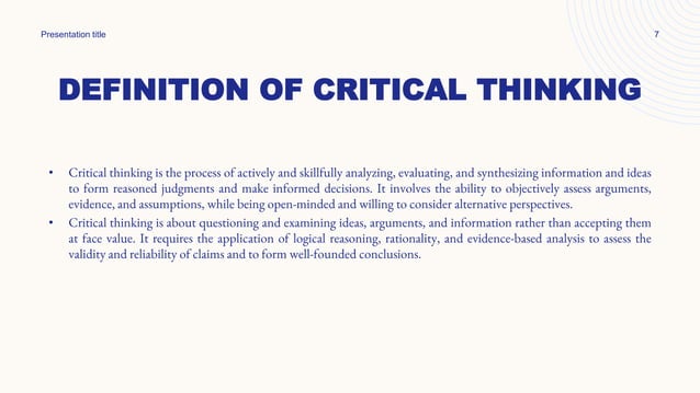 CHAPTER 1 CRITICAL THINKING.pptx | Education