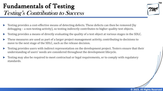 Chapter 1 - Fundamentals of Testing V4.0 | PDF | Standardized Testing ...