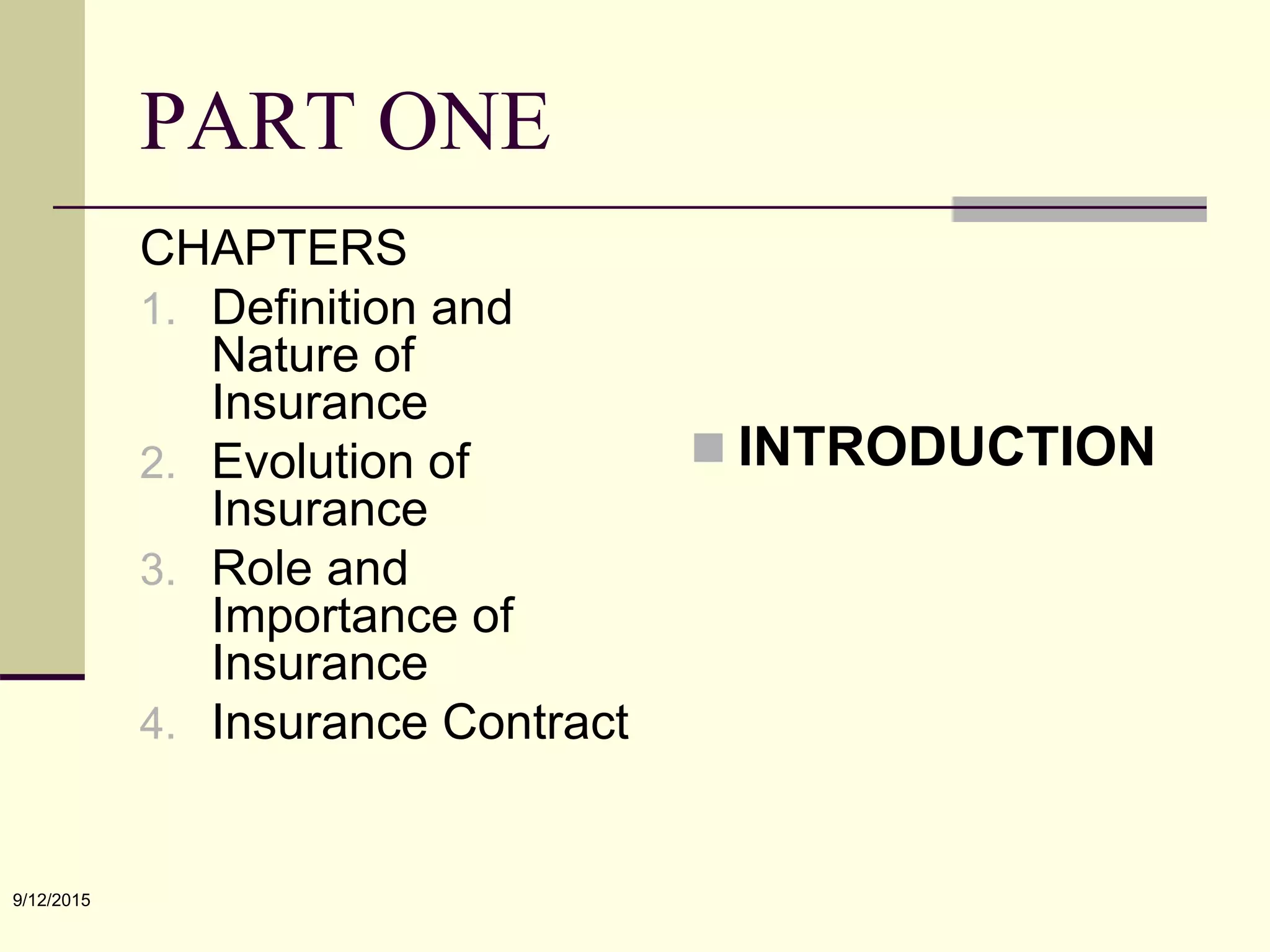 Chapter 1[definition and nature of insurance] | PPTX