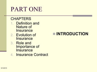 Chapter 1[definition and nature of insurance] | PPTX