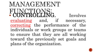 Chapter 1 Definitions and Functions of Management | PPTX