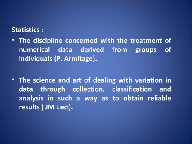 Chapter1:introduction to medical statistics | PPT | Physics | Science