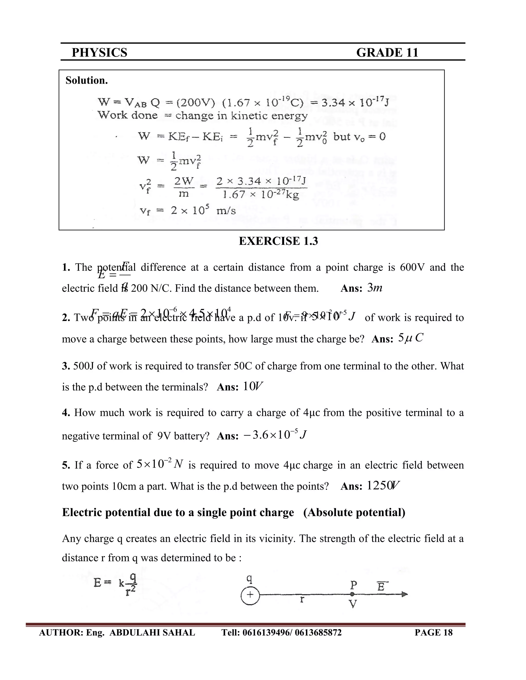 Chapter (1) electrostatics | PDF