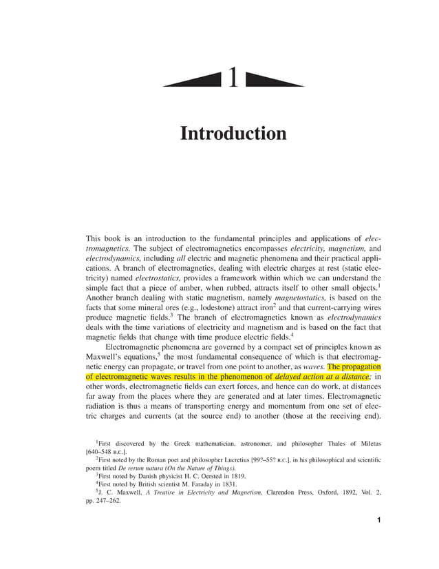 Chapter 1 engineering electromagnetics and waves by Umran S. Inan ...