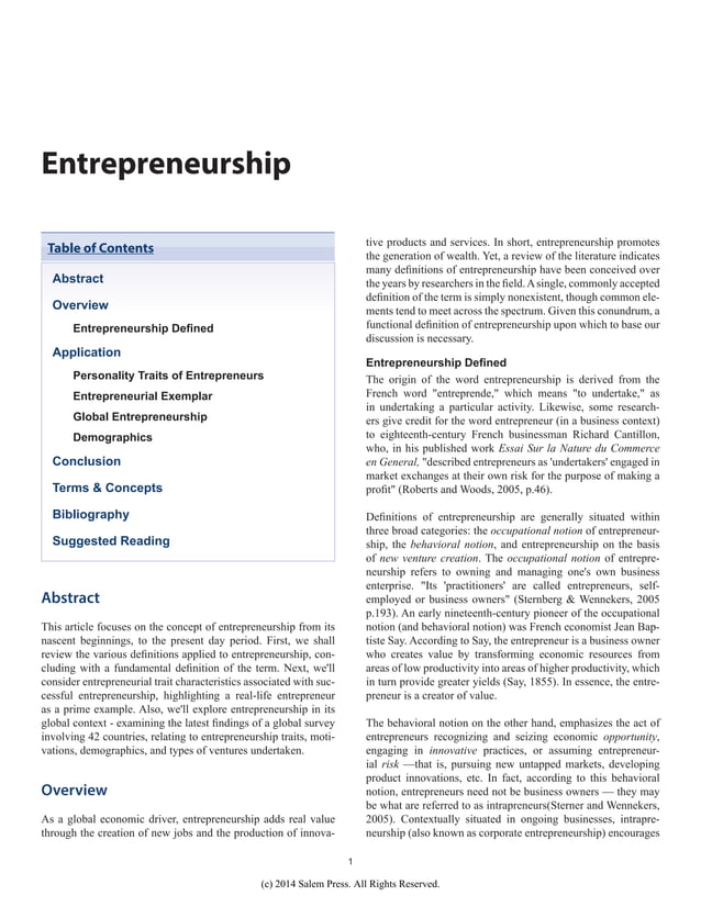 Chapter 1 entrepreneurship | PDF