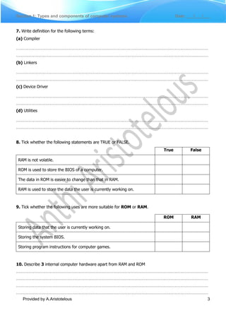 0417 IGCSE ICT Chapter 1 Exercises | PDF
