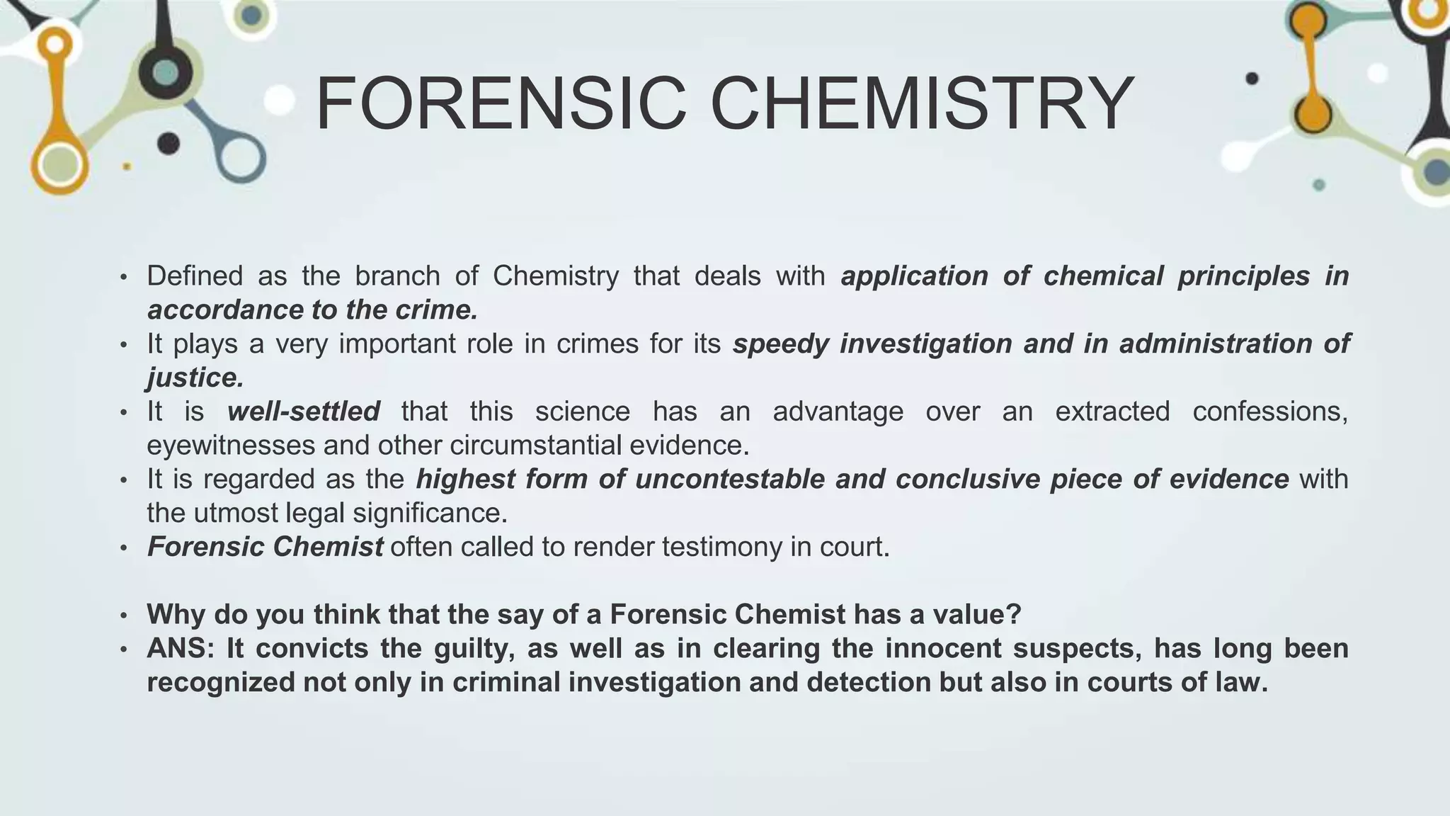 Chapter 1 forensic chemistry | PPTX