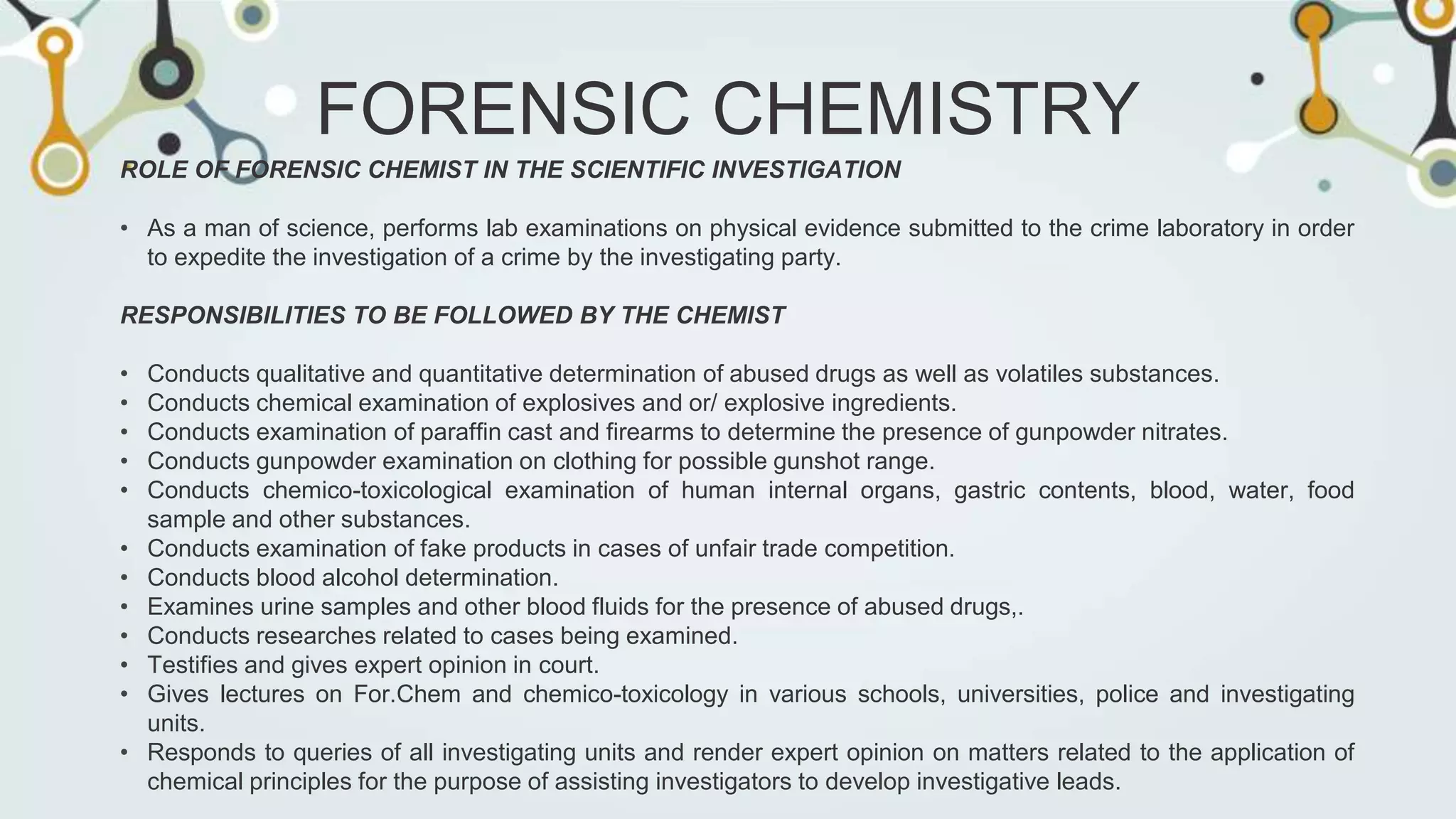 Chapter 1 forensic chemistry | PPTX