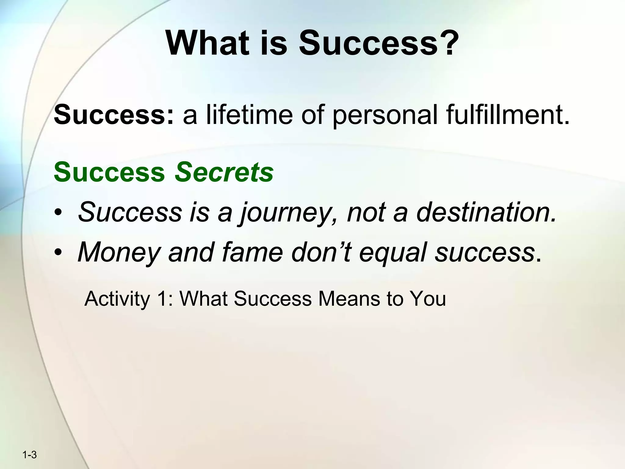 Chapter 1 for students psycology of success | PPT