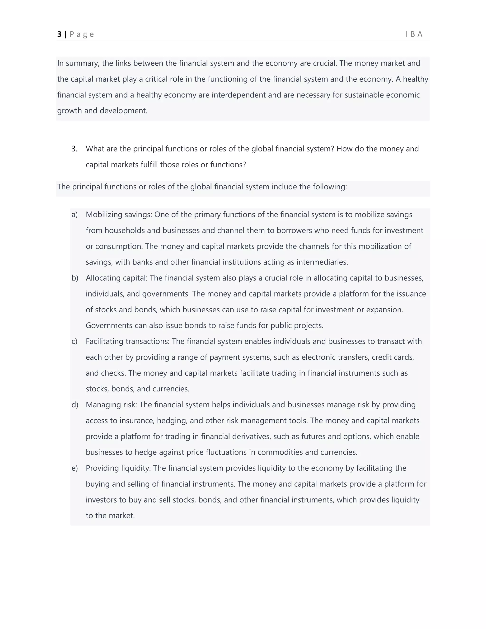 Chapter 1 Functions and Roles of the Financial System in the Global ...