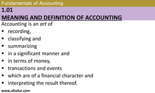 Chapter 1: Fundamentals of Accounting | PPTX