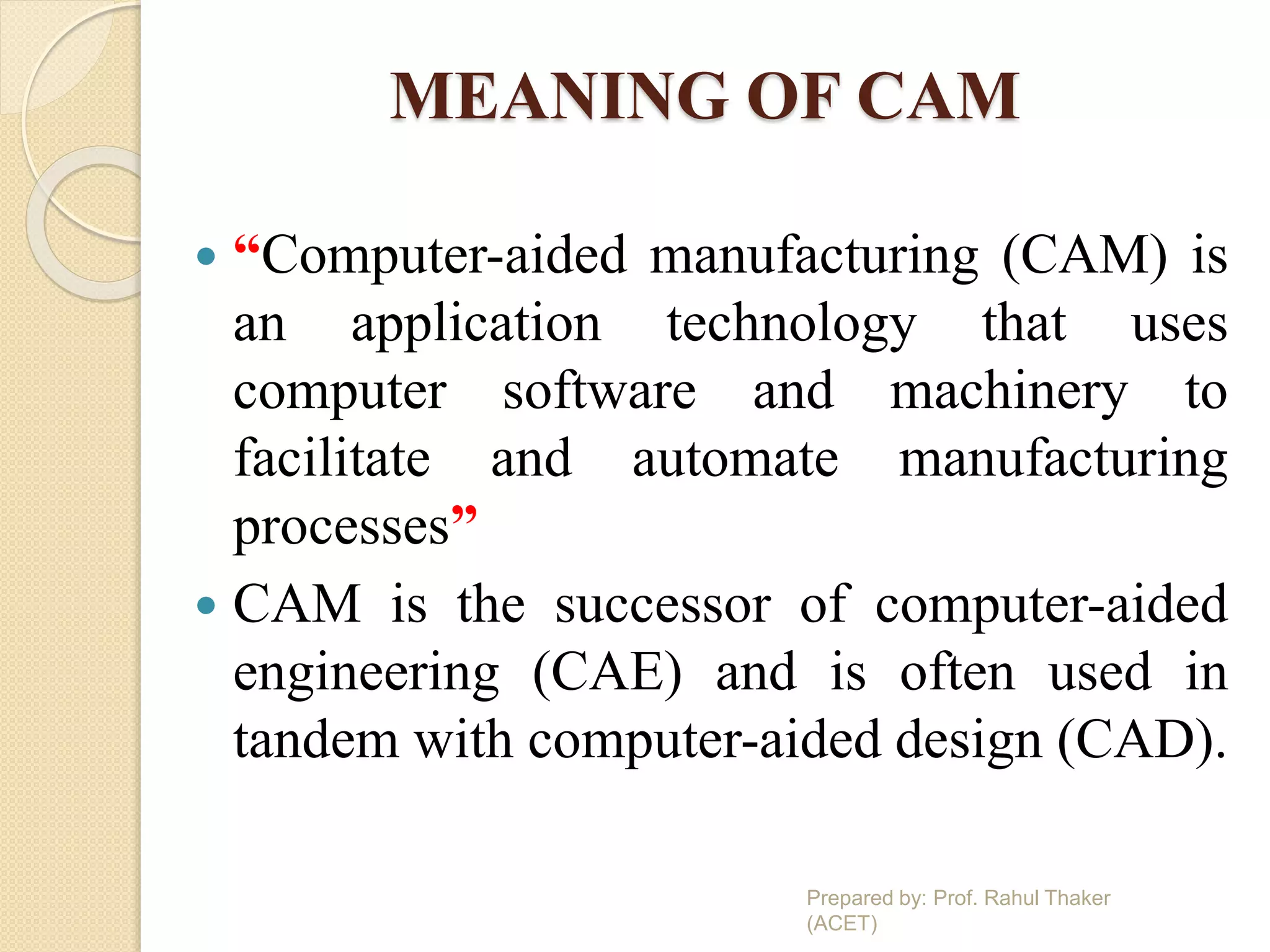 Chapter 1 fundamentals of cam | PPTX