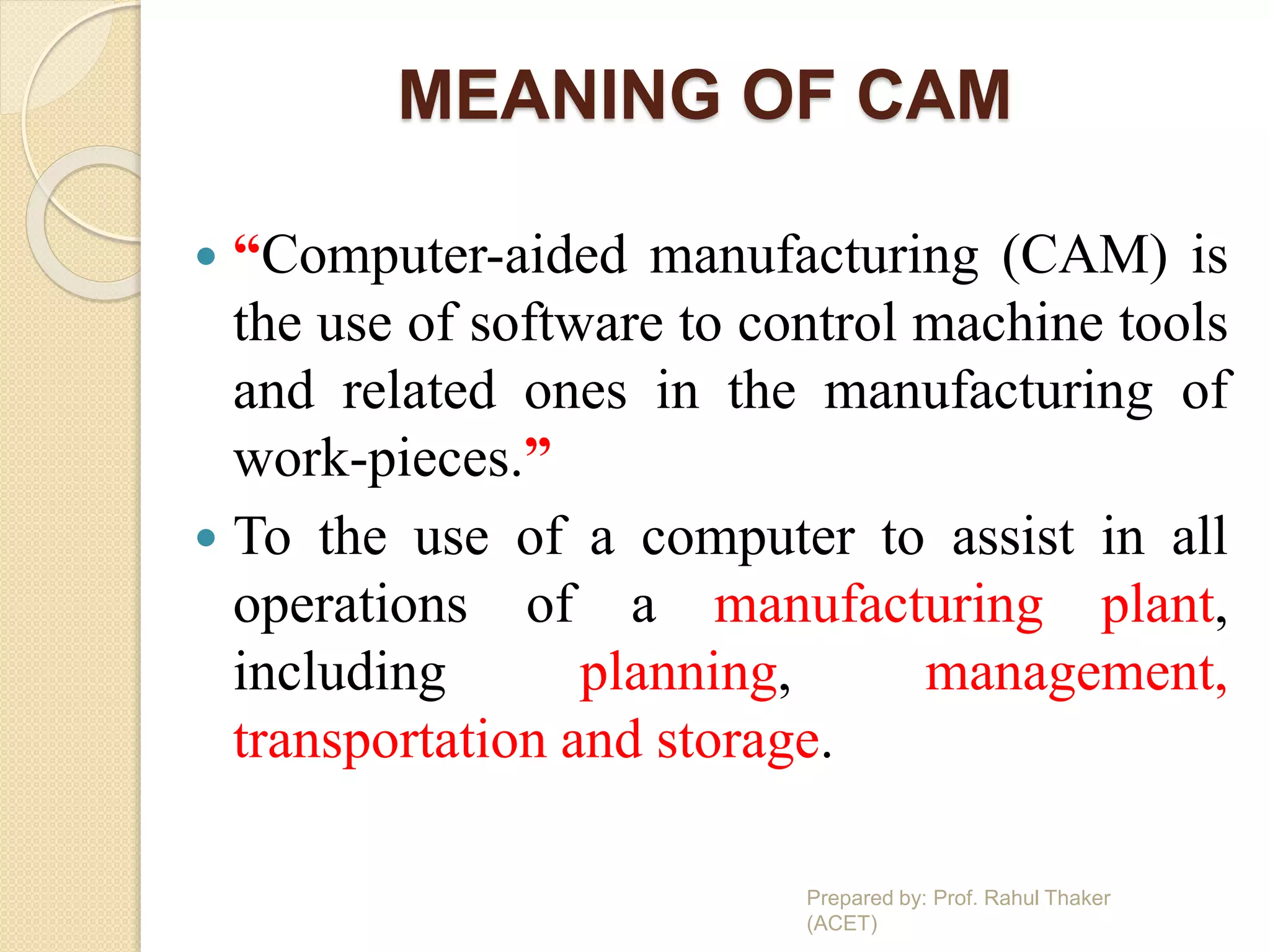 Chapter 1 fundamentals of cam | PPTX