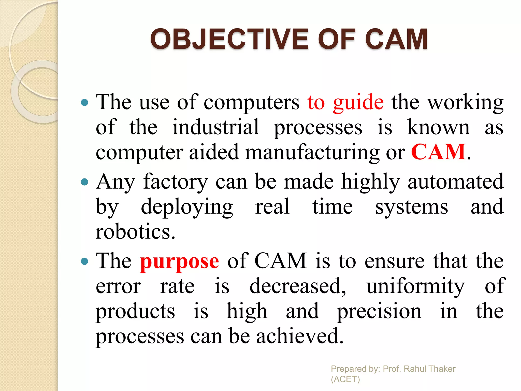 Chapter 1 fundamentals of cam | PPTX