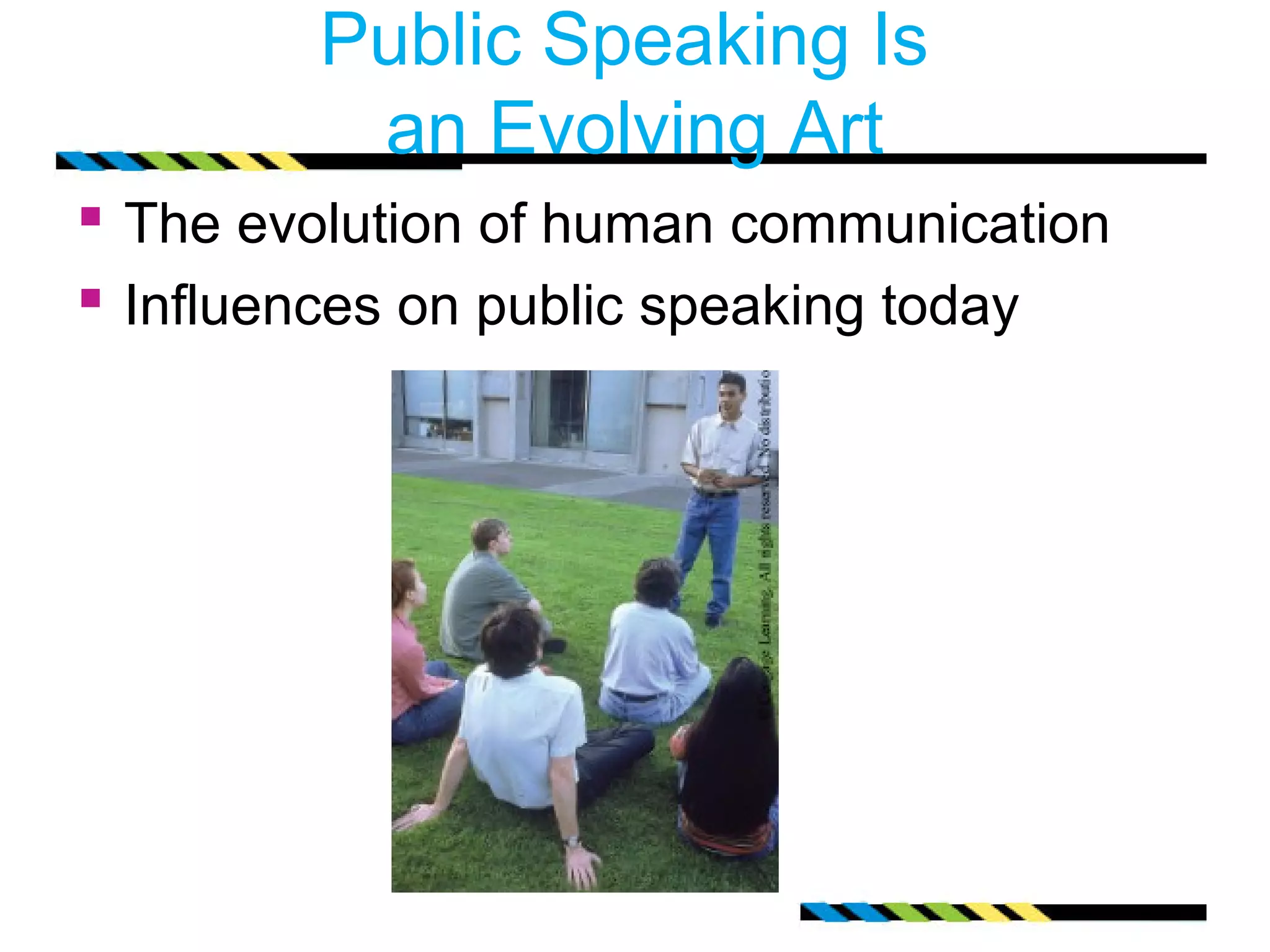Chapter 1: Getting Started- The Evolving Art of Public Speaking | PPT