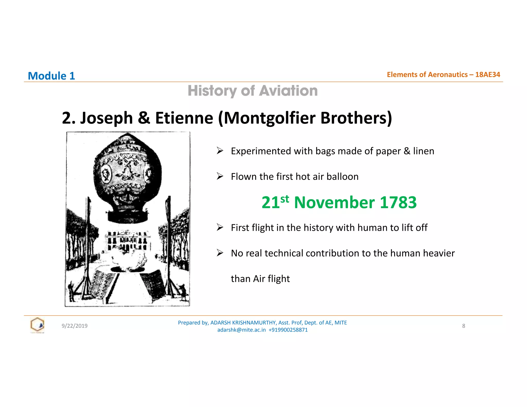 Ch1: History of Aviation - Elements of Aeronautics | PDF