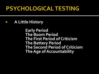 Chapter 1 history of testing | PPTX