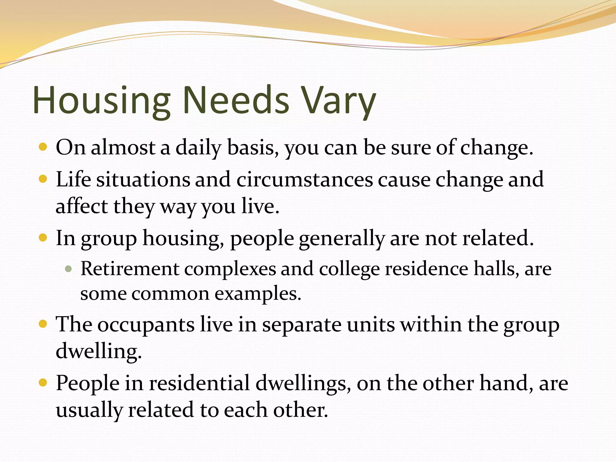 Chapter 1 housing and human needs | PPTX