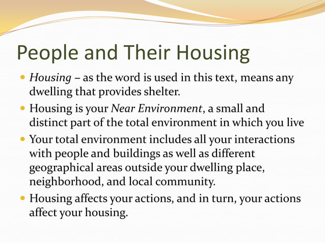 Chapter 1 housing and human needs | PPTX