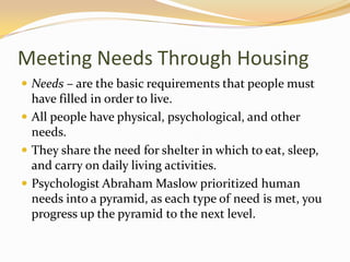 Chapter 1 housing and human needs | PPTX