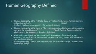 Chapter 1 human geography nature and scope | PPTX