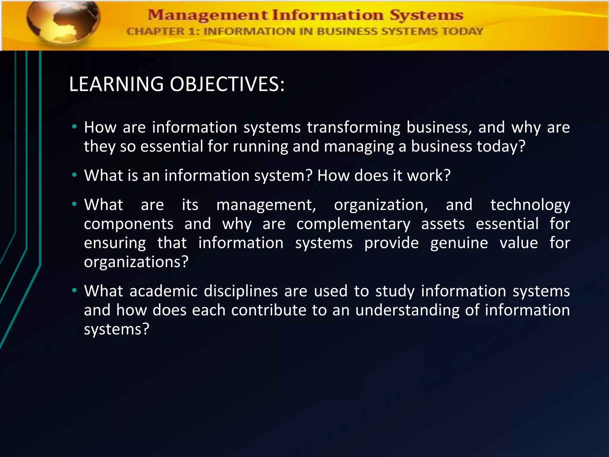 Chapter 1 Information Systems In Global Business Today Pdf