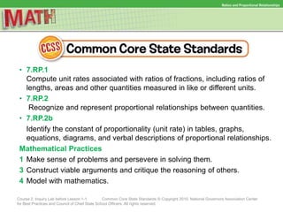 Ch. 1 Inquiry Lab - Unit Rates | PPT