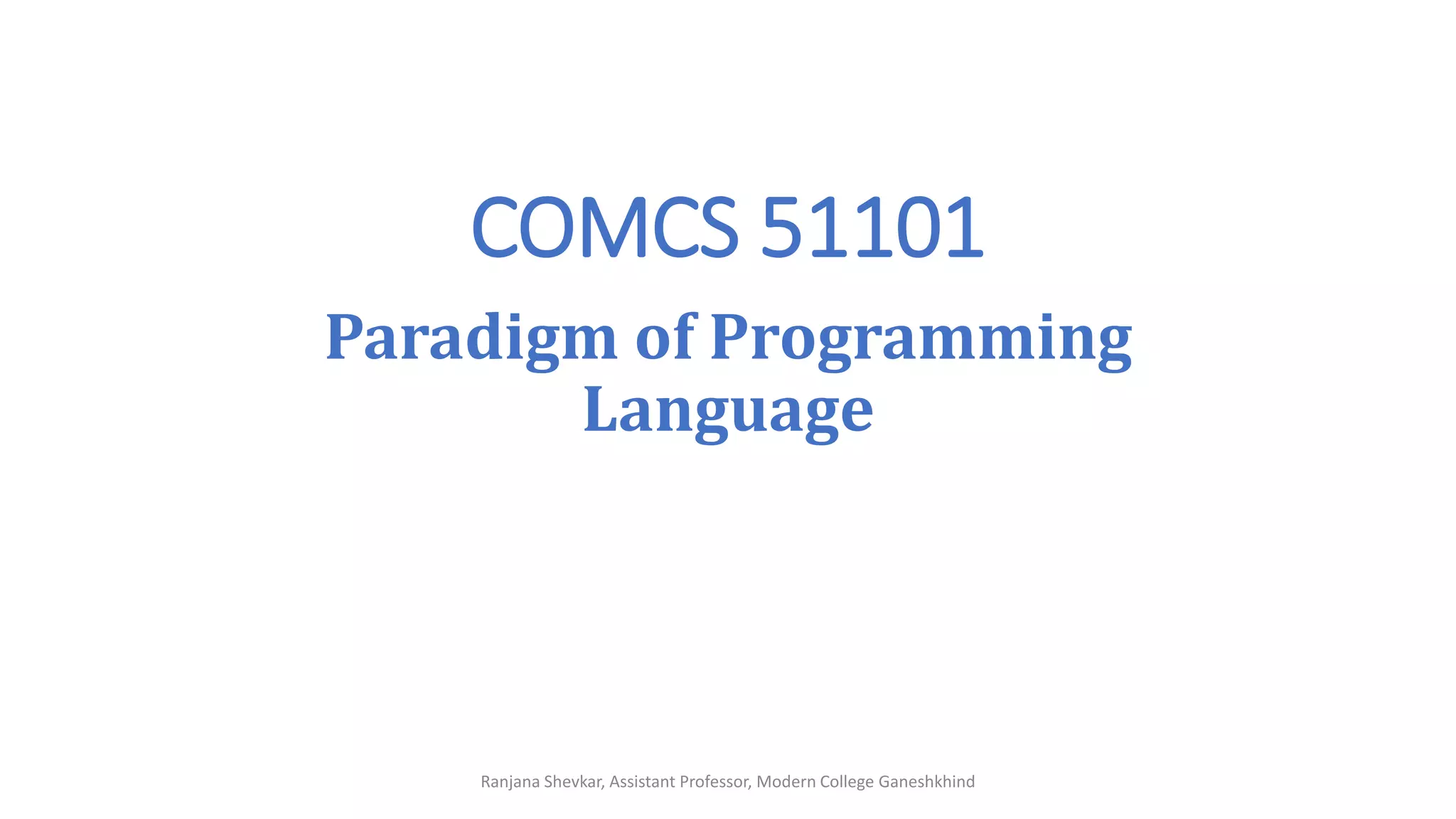 Paradigms Of Programming Languages Ch1 Introduction Pptx